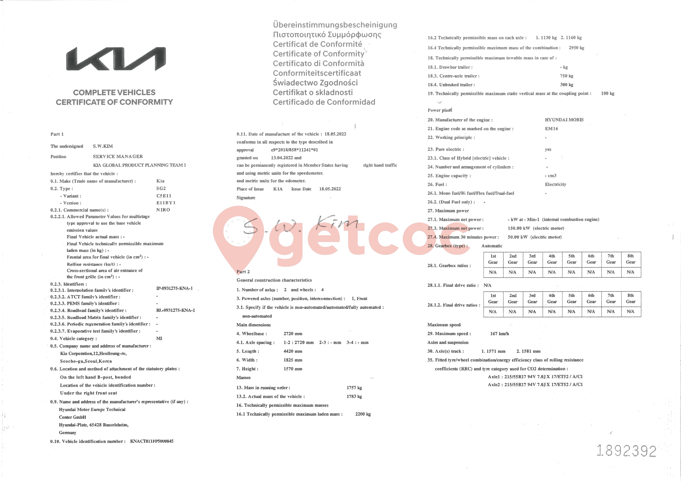 COC Papiere Mercedes Benz (COC Mercedes Benz) | GetCOC